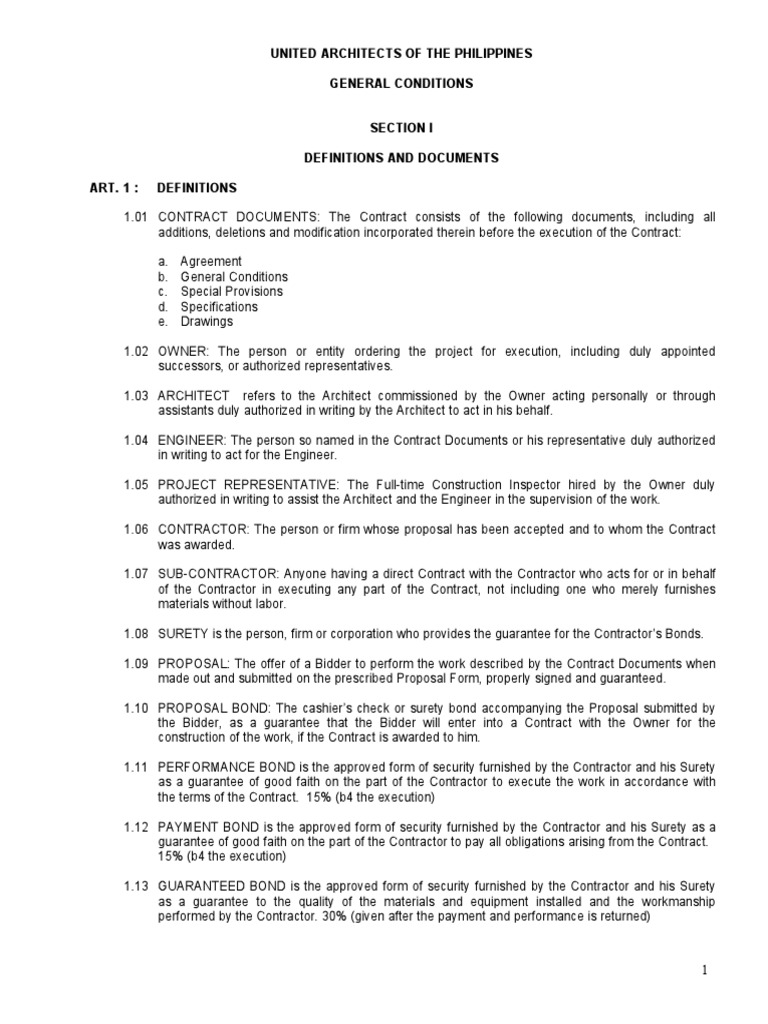UAP Doc 301 General Conditions | PDF | Surety Bond | Specification ...