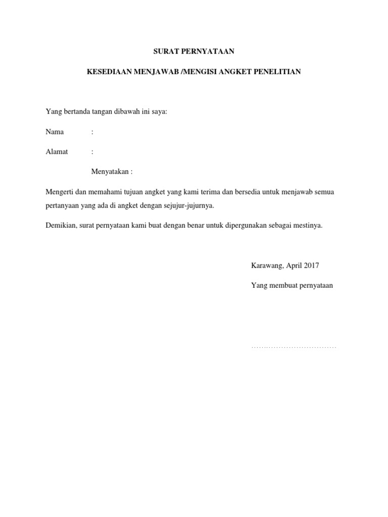 Surat Pernyataan Responden | PDF