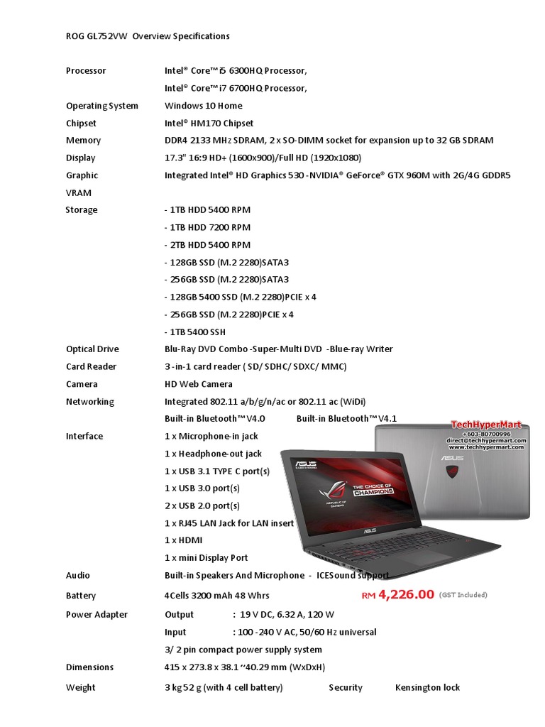 ASUS LAPTOP Specifications | PDF | Solid State Drive | Hdmi