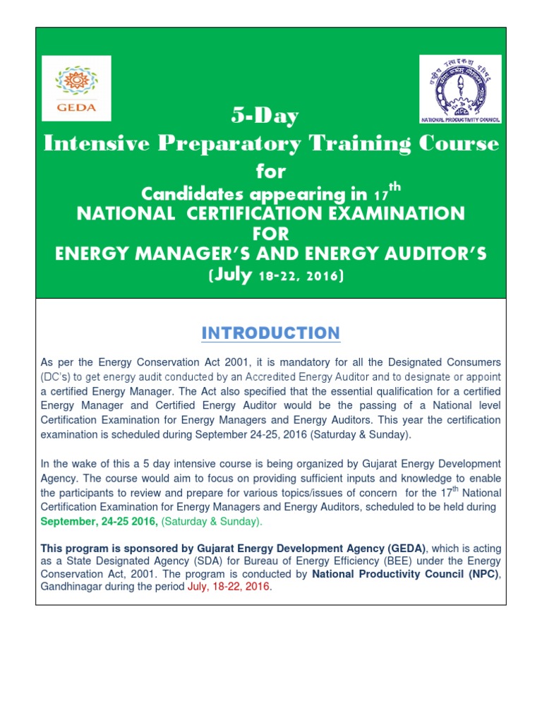 Preparatory Training Course Brochure | PDF | Certification | Audit