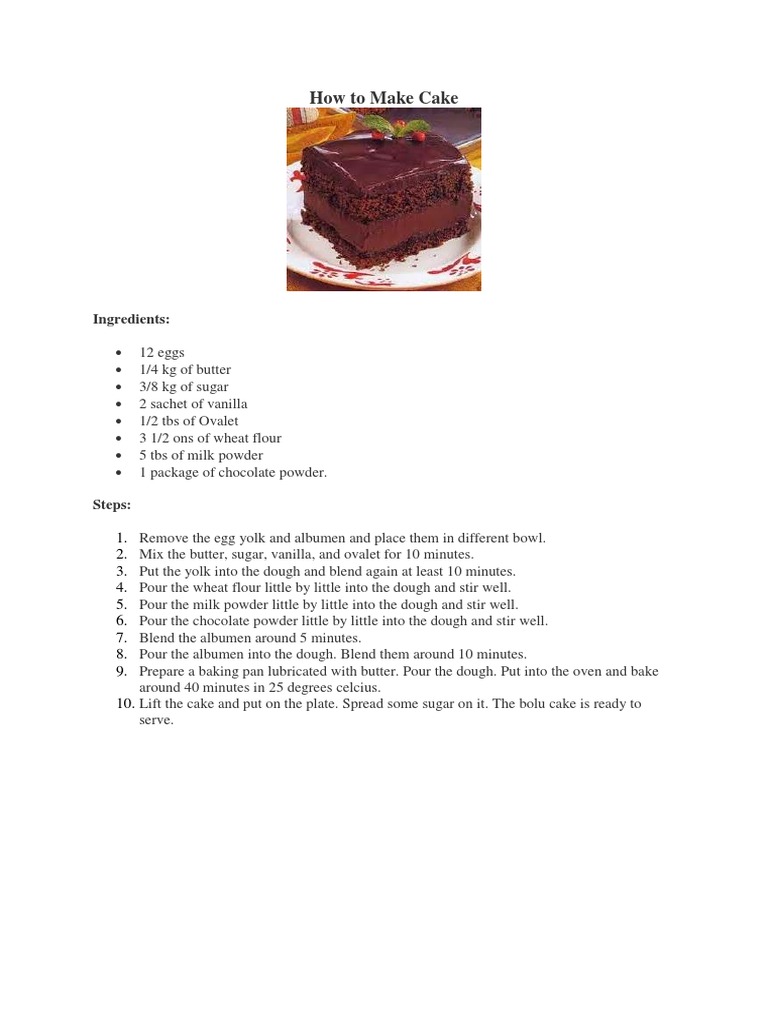 Procedure Text | PDF | Dough | Cakes