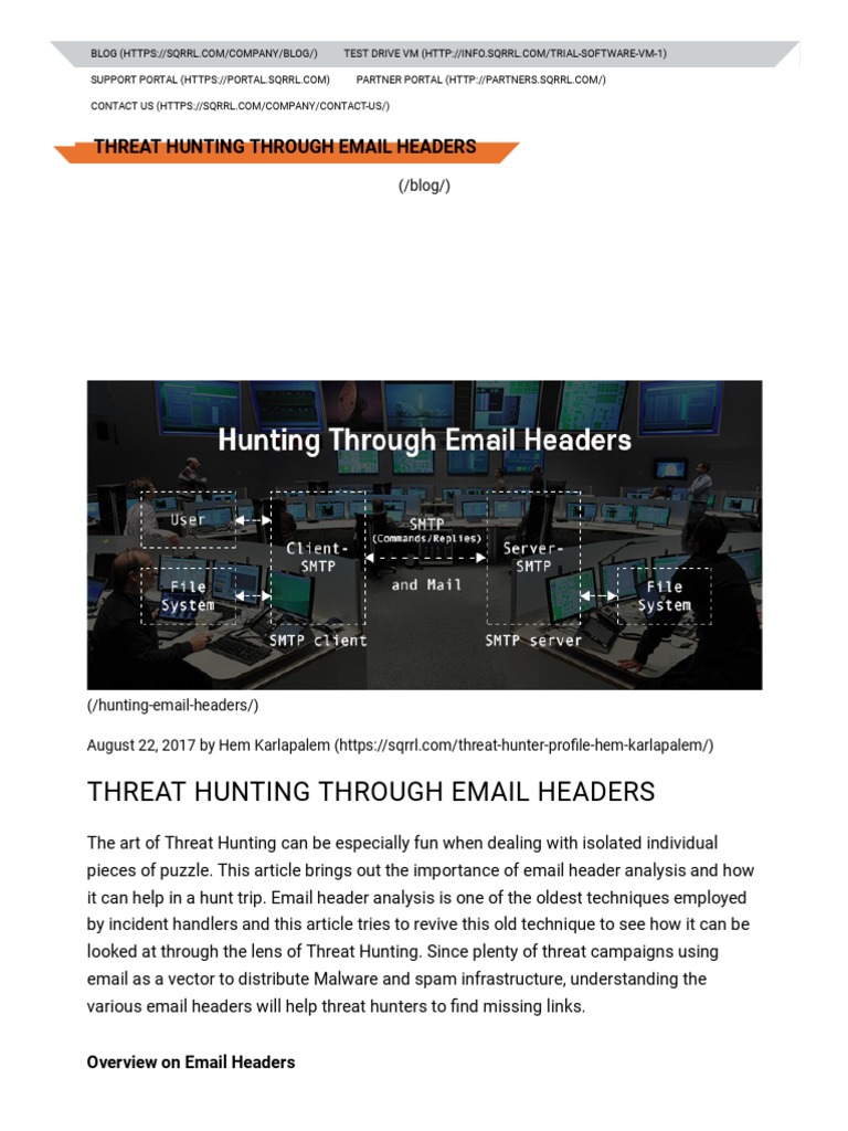 Threat Hunting Through Email Headers - SQRRL | PDF | Email | Email Spam
