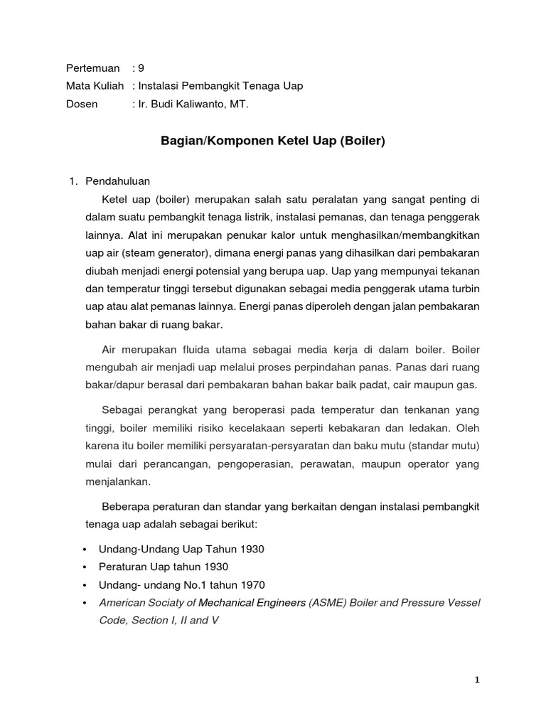 Komponen Utama Boiler Uap | PDF