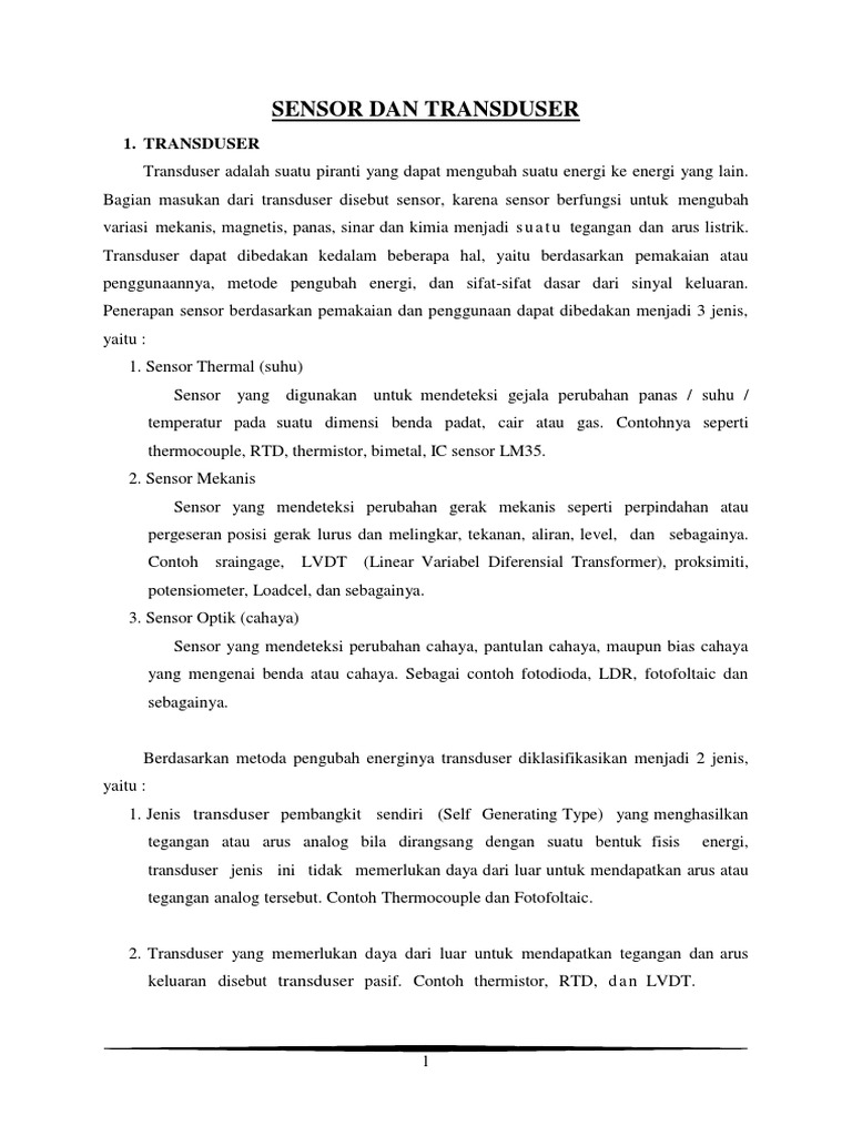 Materi Ajar Sensor Dan Transduser | PDF