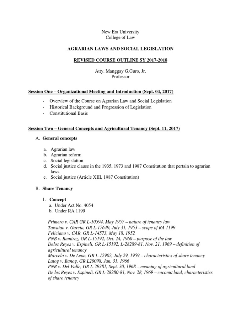 Revised Course Outline | PDF | Leasehold Estate | Lease