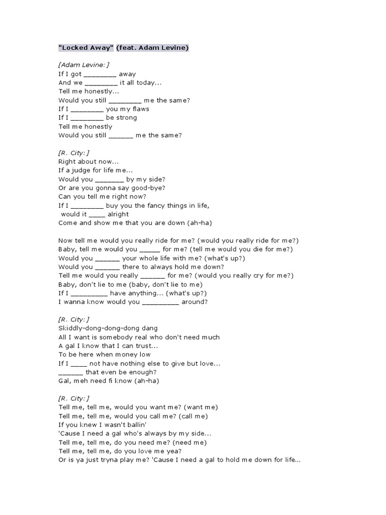 "Locked Away Lyrics Analysis" | PDF