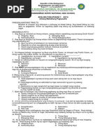 Sample Long Test of First Year - Araling Panlipunan 1 | PDF