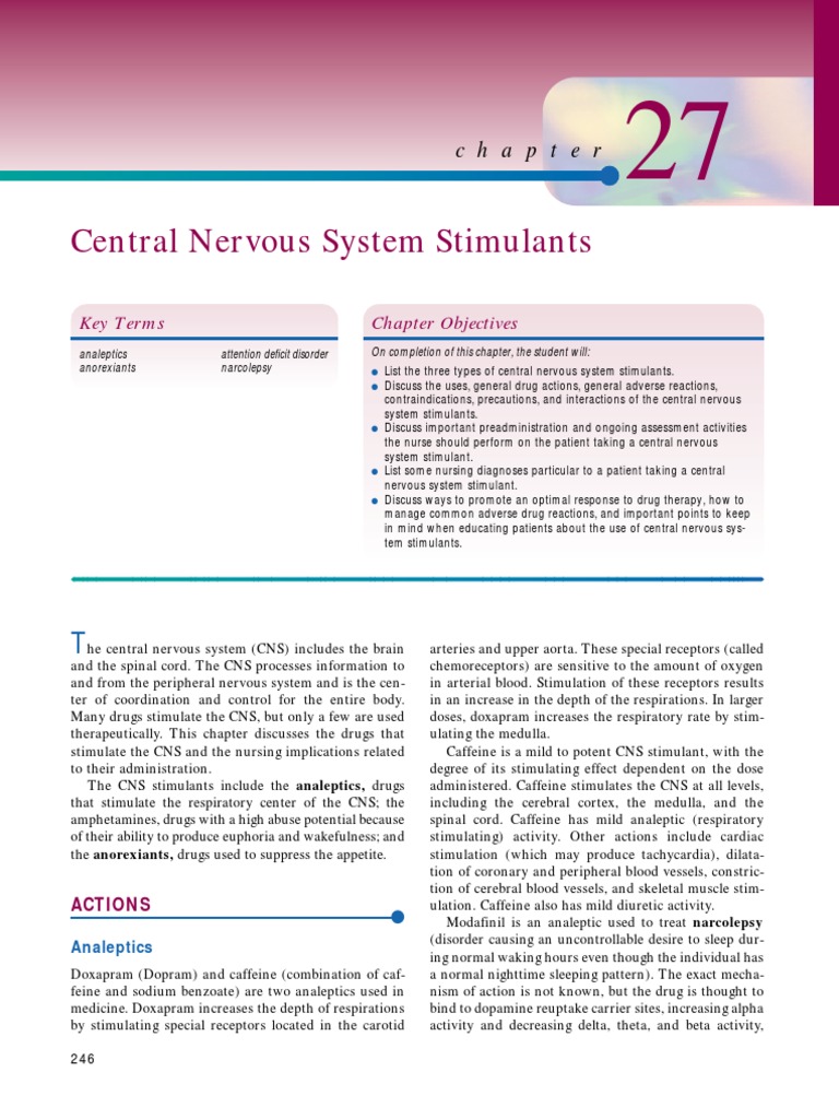 CNS Stimulants PDF | PDF | Stimulant | Attention Deficit Hyperactivity ...