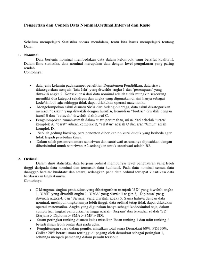 Pengertian Dan Contoh Data Nominal | PDF