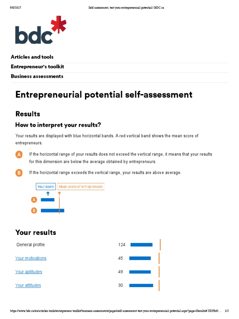 Self Assessment | PDF | Entrepreneurship | Attitude (Psychology)