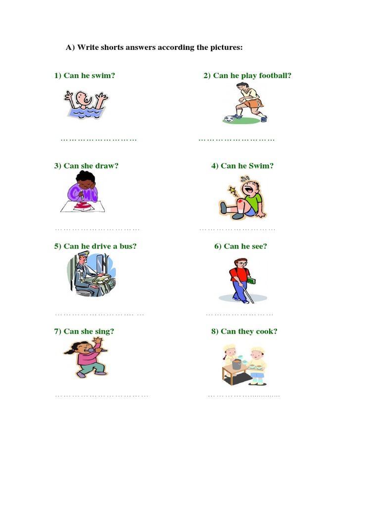 A) Write Shorts Answers According The Pictures | PDF