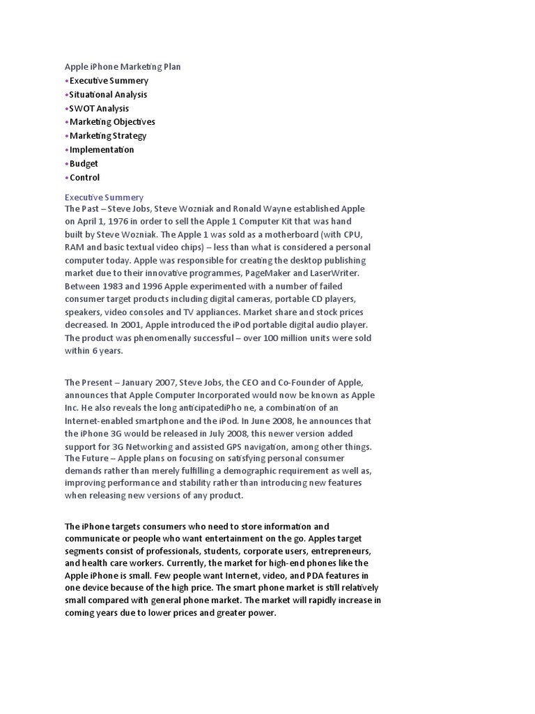 Apple iPhone Comprehensive Marketing Plan | PDF | Apple Inc. | Touchscreen