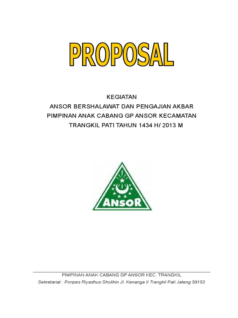 Contoh Proposal Ansor Trangkil Bersholawat Didik | PDF