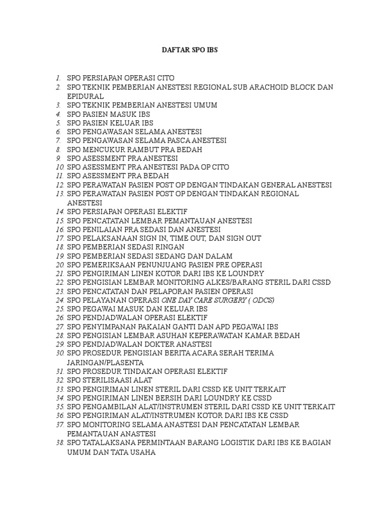 Daftar Spo Ibs | PDF