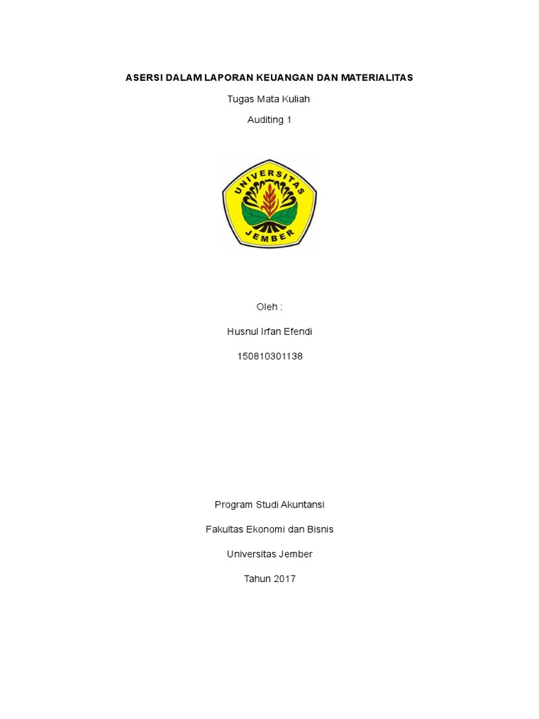 Asersi Dalam Laporan Keuangan Dan Materialitas | PDF