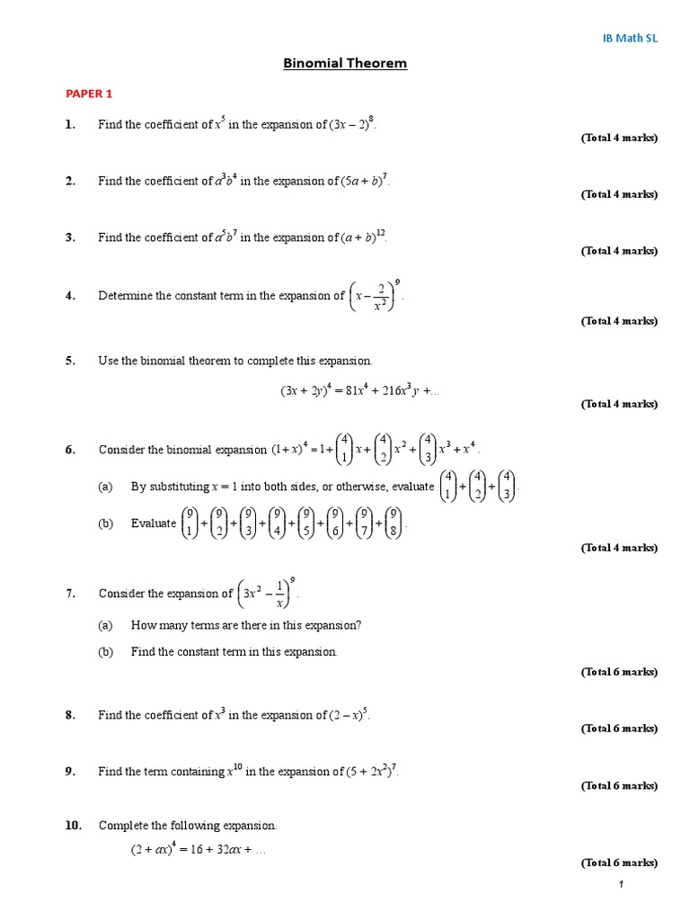 Binomial Theorem 1 | PDF | Mathematical Concepts | Complex Analysis