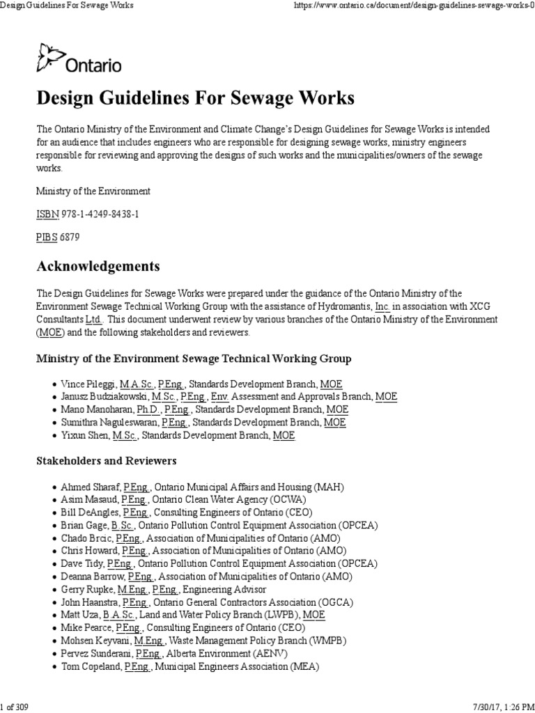 Design Guidelines For Sewage Works | PDF | Combined Sewer | Sewage