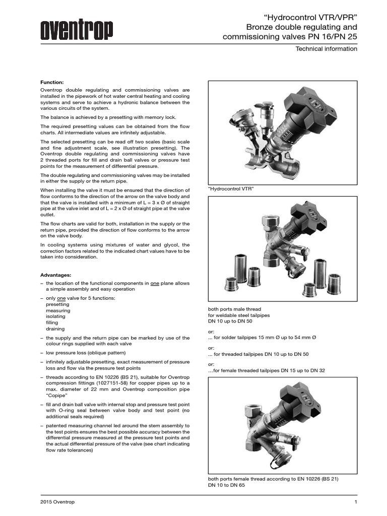 "Hydrocontrol VTR/VPR" Bronze Double Regulating and Commissioning ...