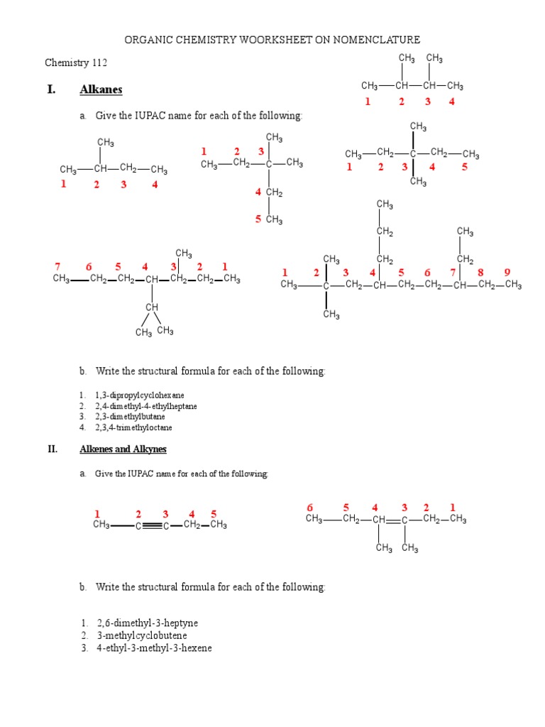Organic Nomenclature Ib | PDF | Hydrocarbons | Molecules