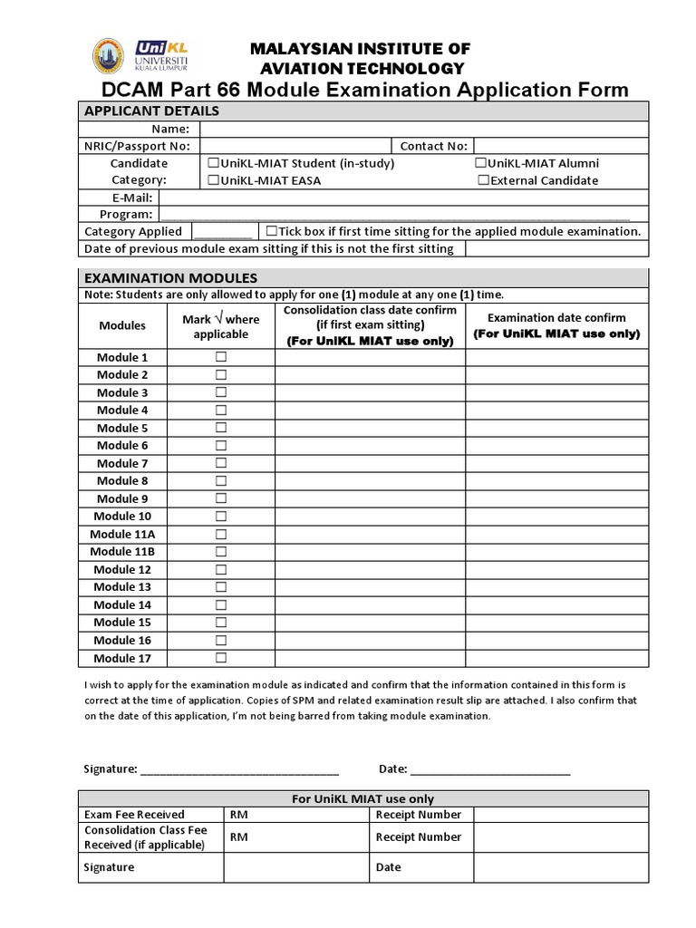 Aviation Exam Application Form | PDF | Educational Assessment And ...
