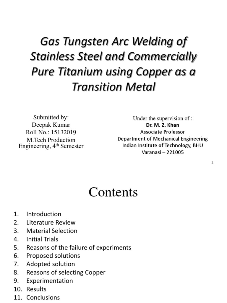 Gas Tungsten Arc Welding of SS 304 and CP Titanium | PDF | Titanium ...