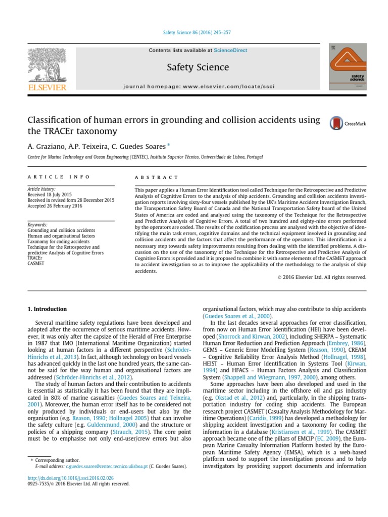 Classification of Human Errors in Gounding and Collision Accidents ...