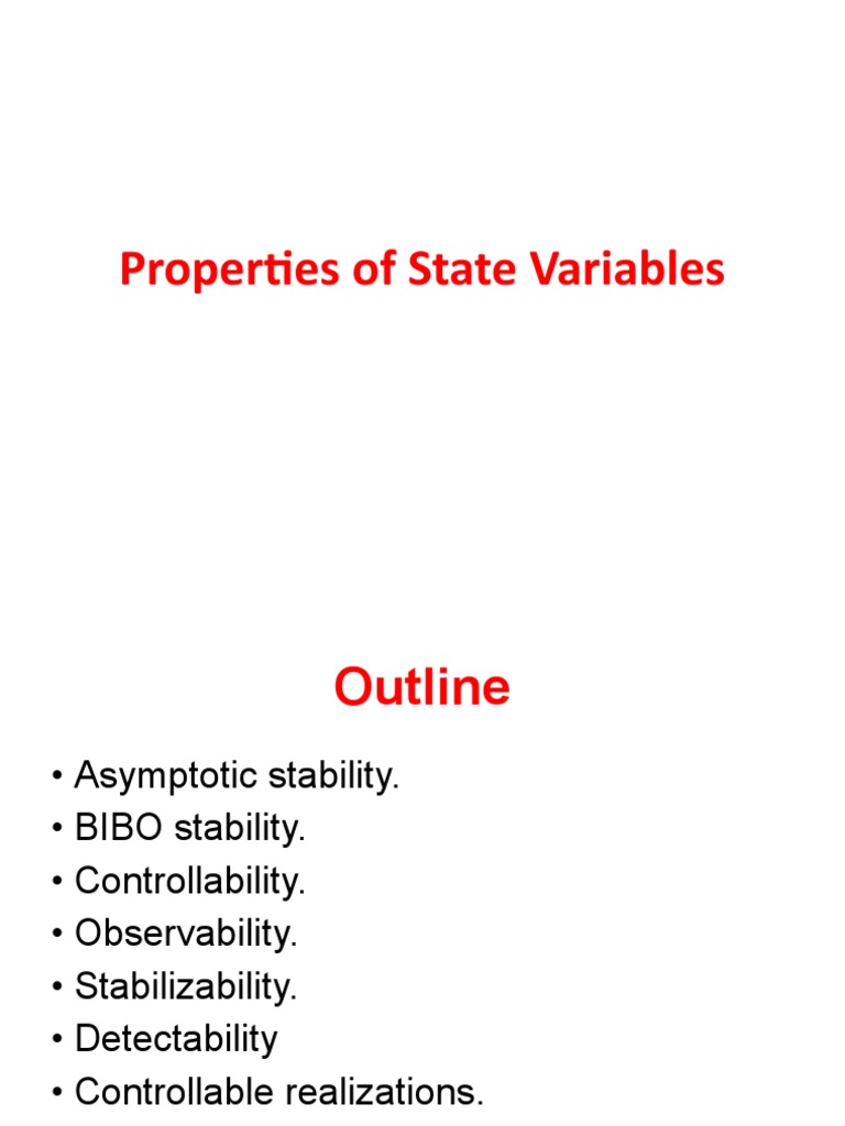 Properties of State Variables | PDF | Stability Theory | Control Theory