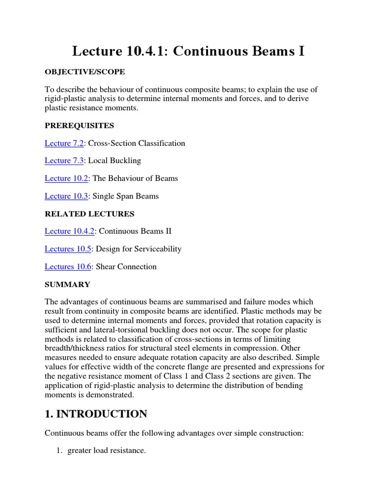Continuous Composite Beams Analysis | PDF | Bending | Beam (Structure)