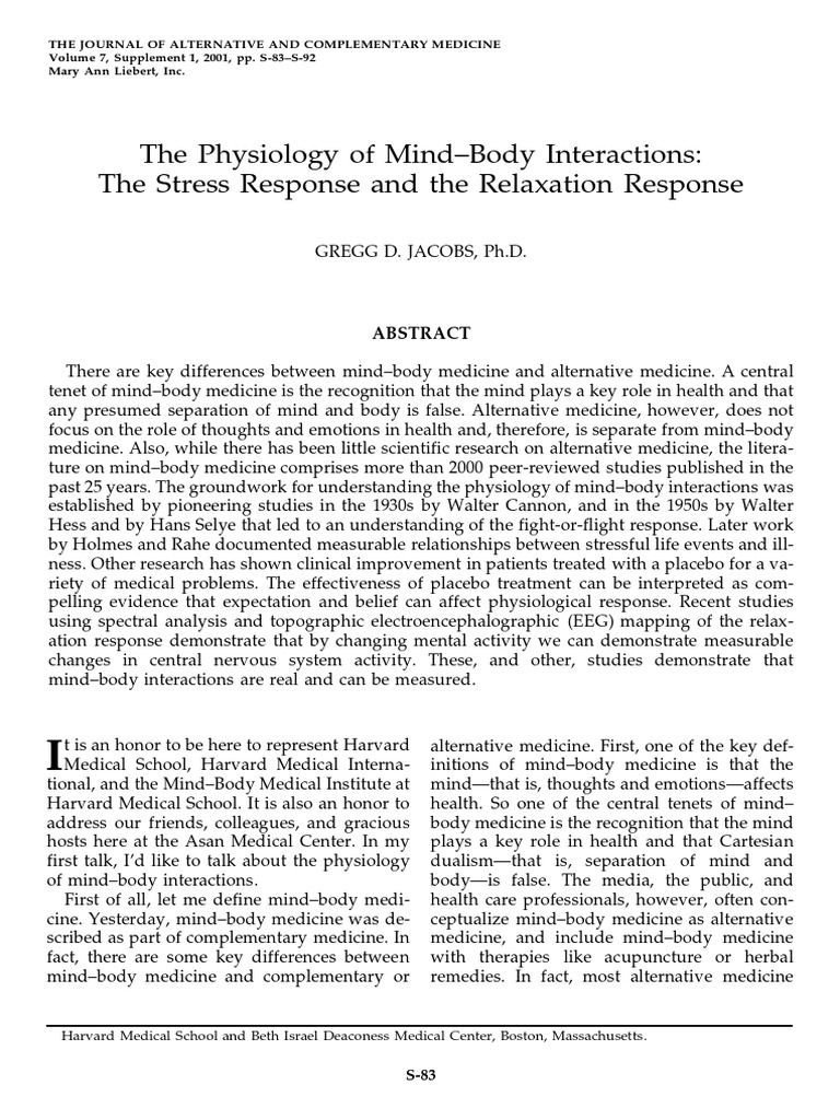 Mind Body | PDF | Relaxation (Psychology) | Placebo