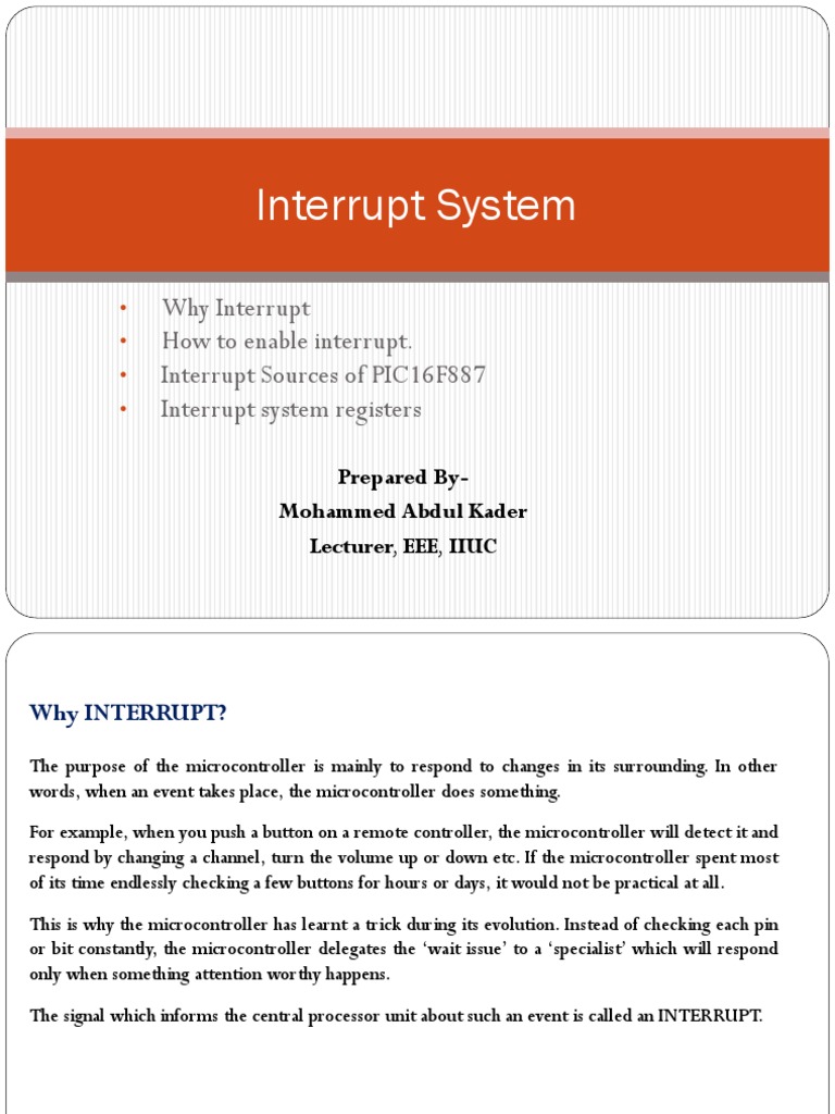 Interrupt System | Download Free PDF | Microcontroller | Digital Technology