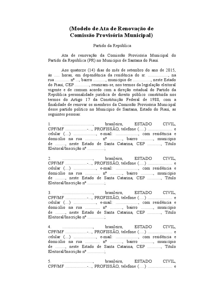 3 - Modelo de Ata | PDF | República | Domicílio (jurídico)