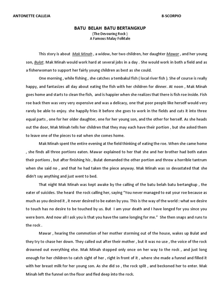 The Devouring Rock: A Malay Folktale About a Widow's Tragic End and the ...