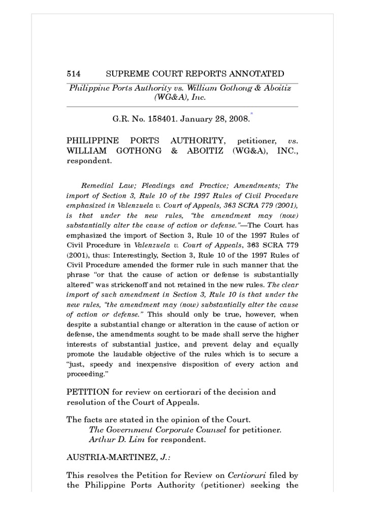 PPA Vs WG&A Escra | PDF | Complaint | Certiorari