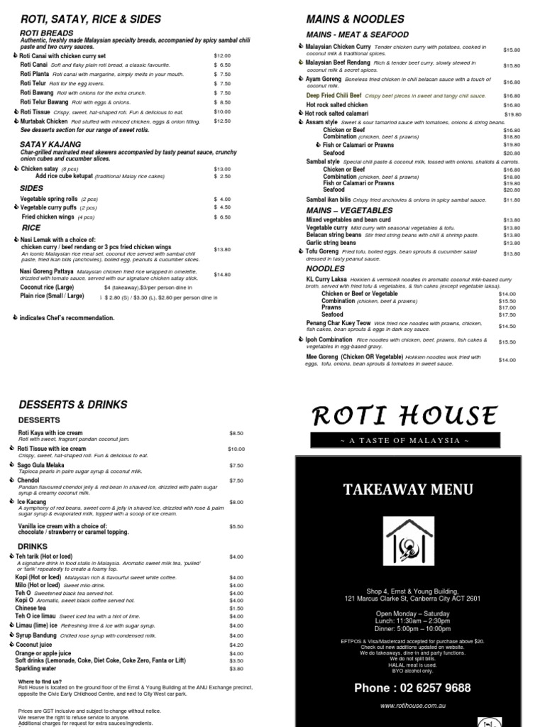 Roti, Satay, Rice & Sides Mains & Noodles | PDF | Indonesian Cuisine ...