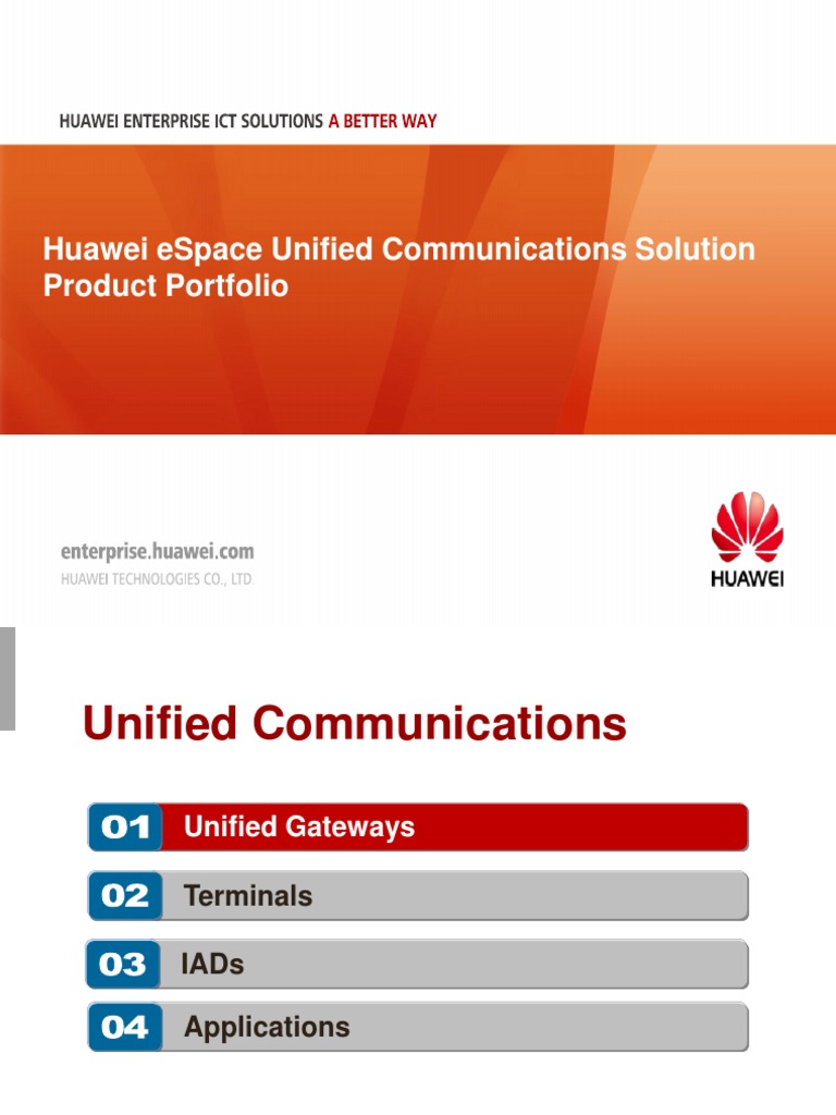 Huawei ESpace Unified Communications Solution Product Portfolio | PDF ...