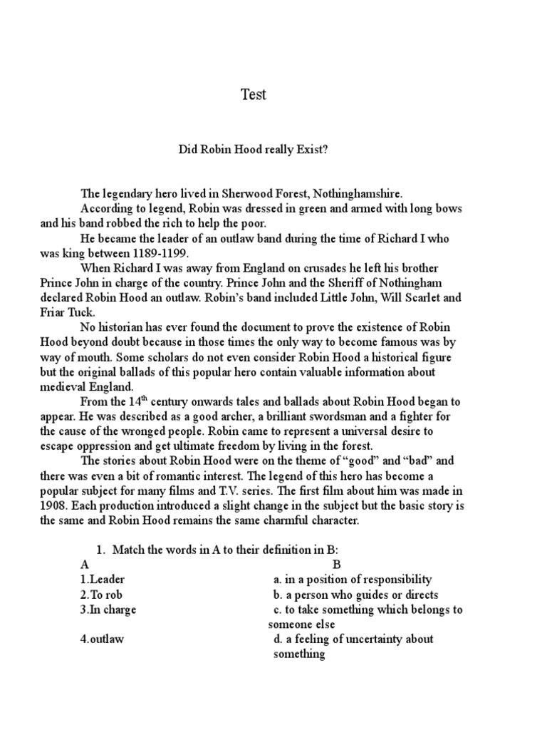 Did Robin Hood Really Exists | PDF | Robin Hood | Nottinghamshire Folklore