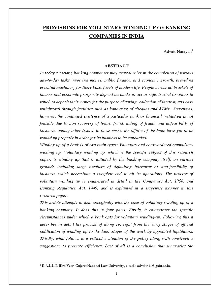 Provisions For Voluntary Winding Up | PDF | Liquidation | Banks