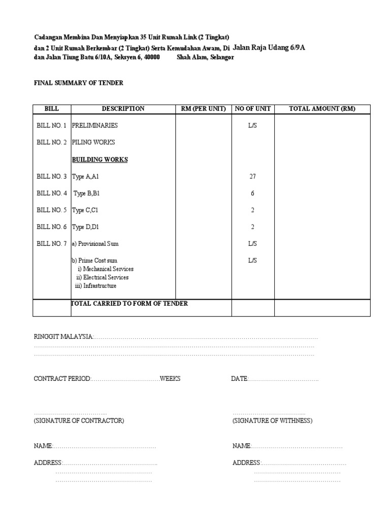 Final Summary of Tender | PDF | Science & Mathematics