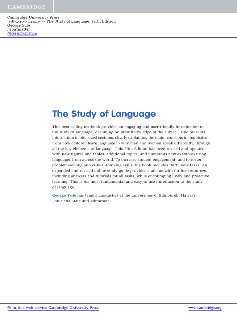 The Study of Language 5th Ed PDF | PDF | Language Acquisition | Sign ...
