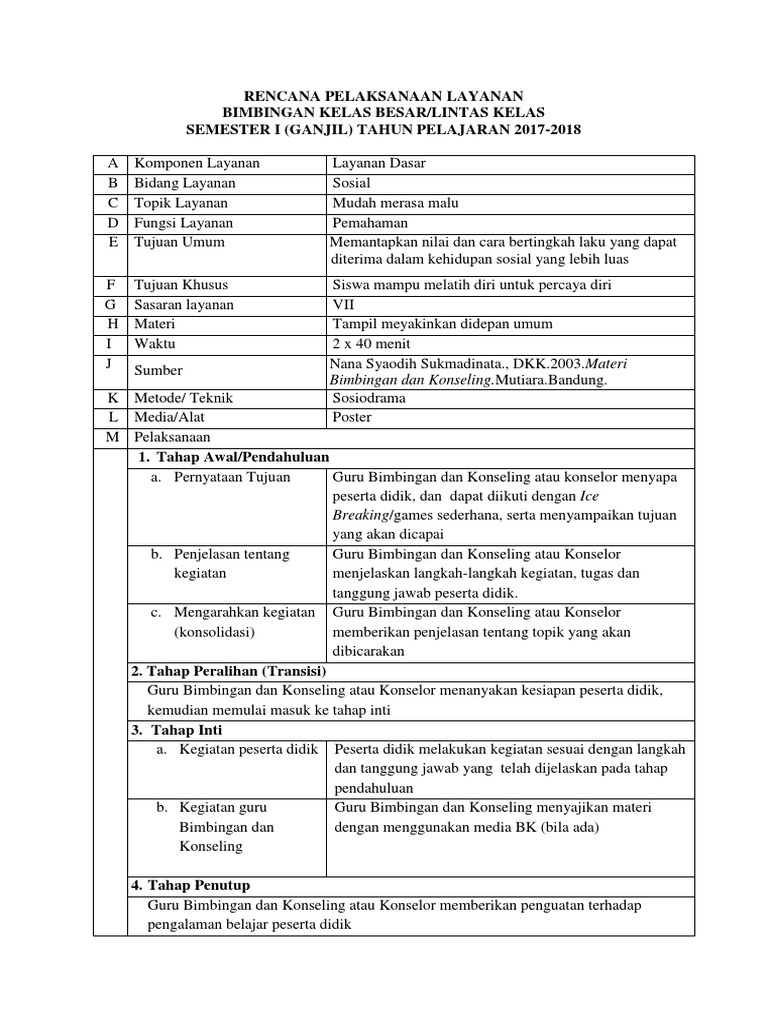 Bimbingan Sosial Siswa Kelas VII | PDF