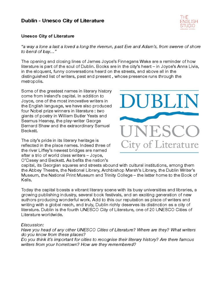 Dublin's Literary Legacy | PDF | James Joyce | Poetry