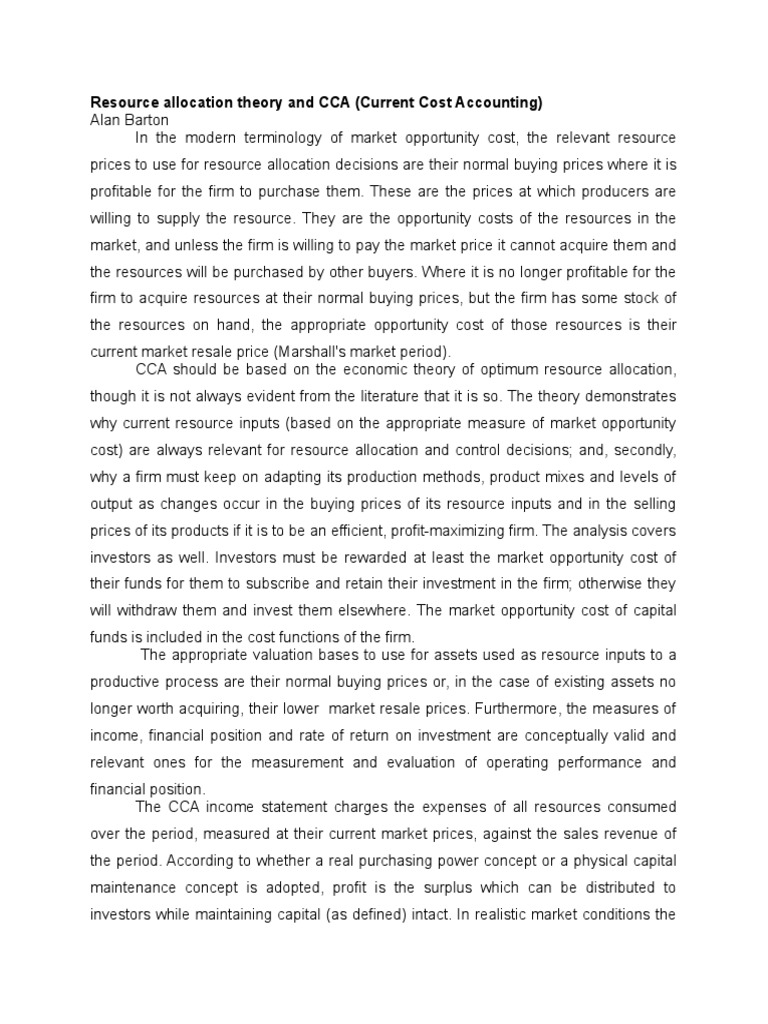 Resource Allocation Theory CHP 6 | PDF