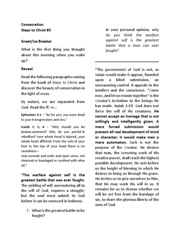 Steps To Christ 5 | PDF | God | Idolatry