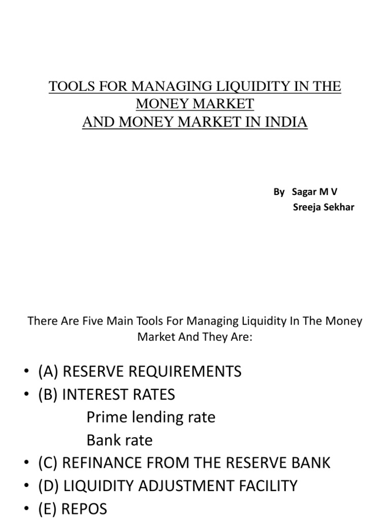 Tools For Managing Liquidity in The Money Market | PDF | Repurchase ...