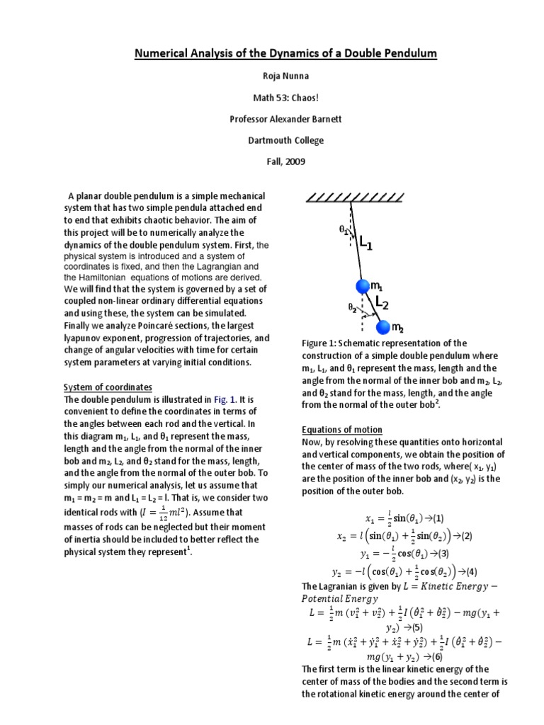 Double Pendulum Chaos PDF | PDF | Chaos Theory | Lagrangian Mechanics