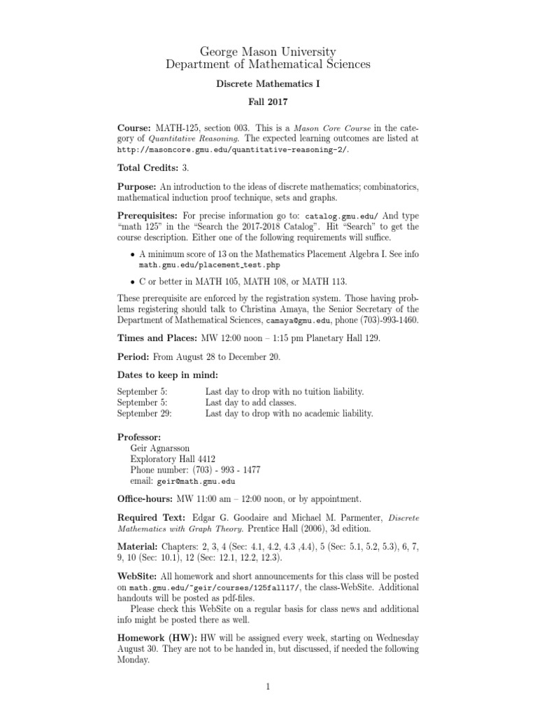 George Mason University Department of Mathematical Sciences | PDF ...