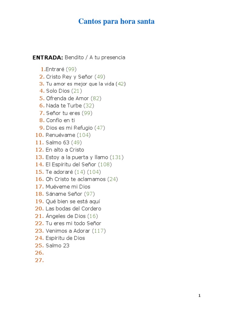 Cantos para Hora Santa Rev 02 Vobo | PDF | Cristo (título) | Amor