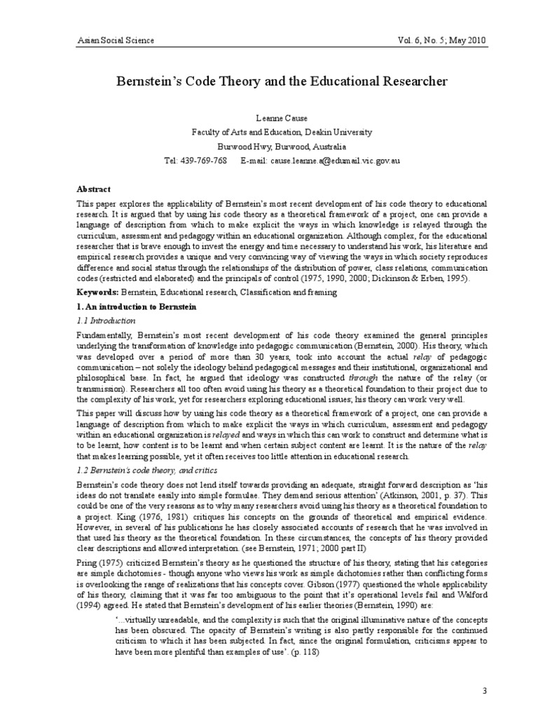 Bernstein and Educational Research | PDF | Curriculum | Teachers