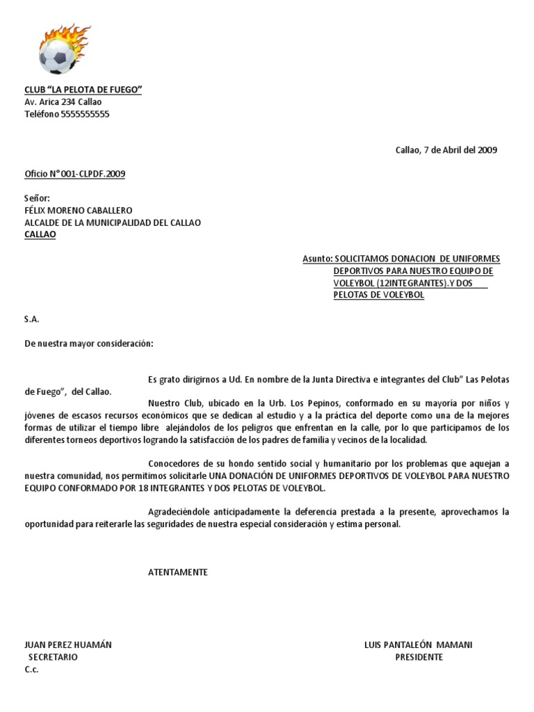 Oficio Solicitando Donacion | PDF