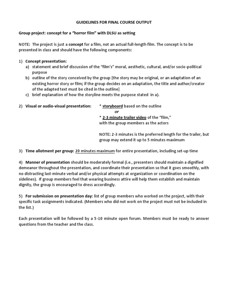 Group Final Output Guidelines | PDF | Behavior Modification | Learning
